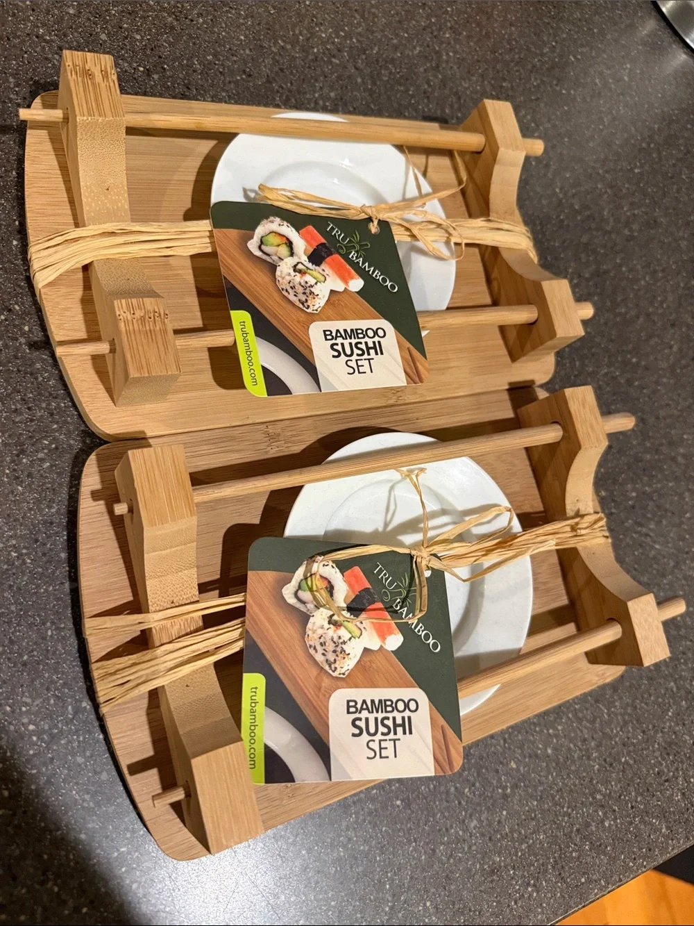 TruBamboo | Dining | Bamboo Natural Bamboo Sushi Serving Set With White ...